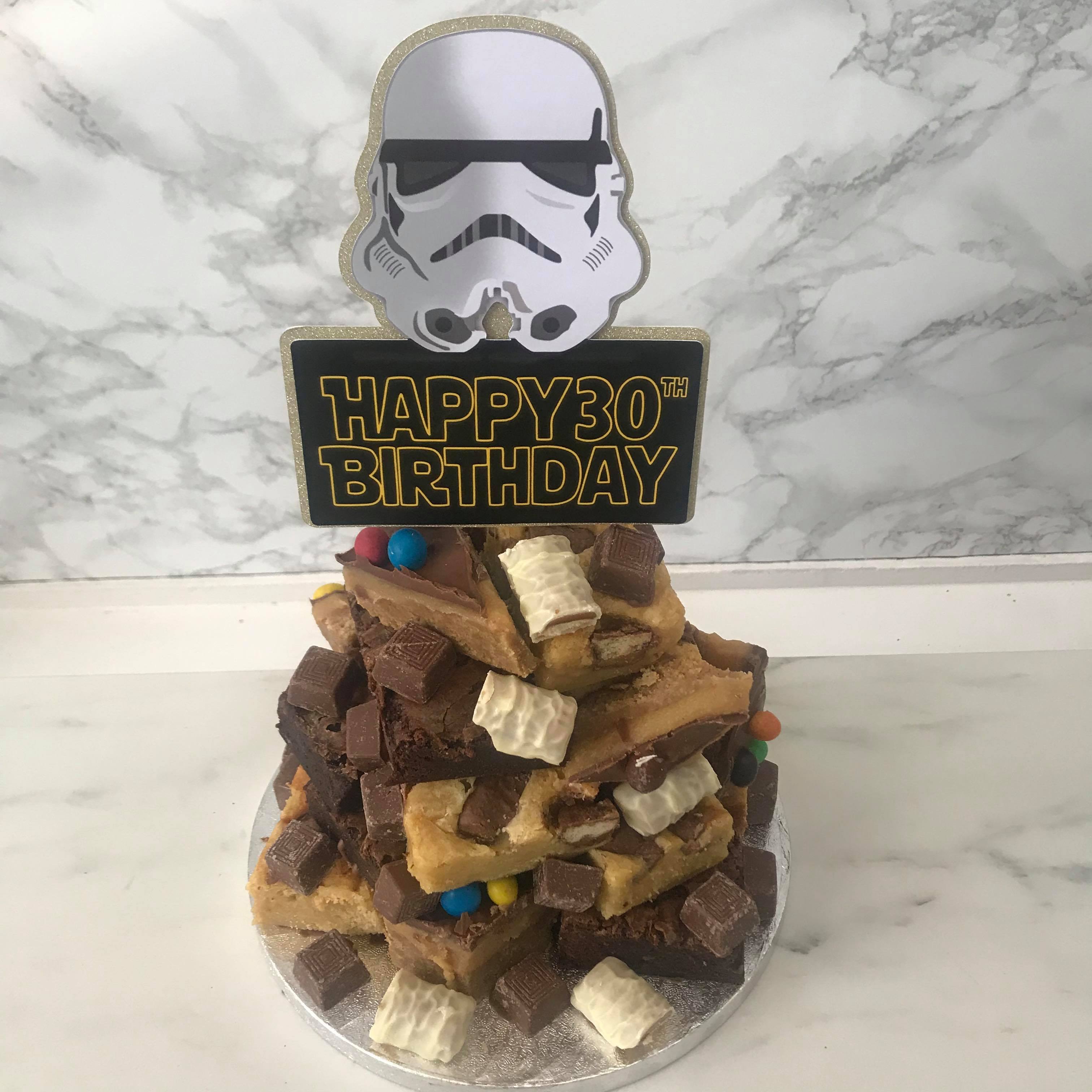 large brownie stack with personalised topper – Bake for the Soul
